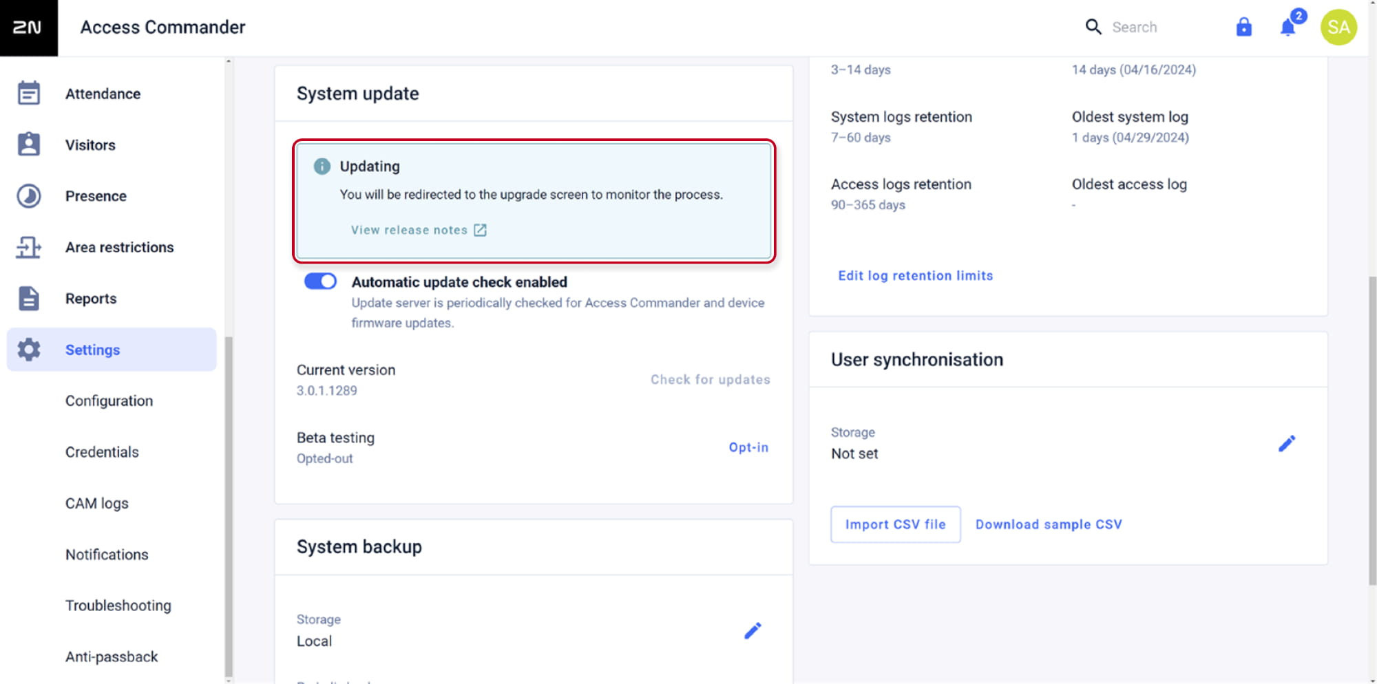 Update of the system | 2N Frequently asked questions | 2N